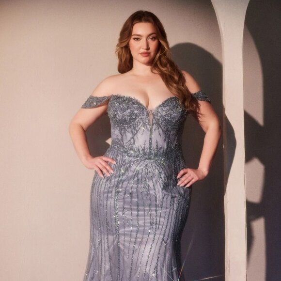 CD | Dresses | New Elegant Sheath Plus Size Gown W Sequins Embroidery ...